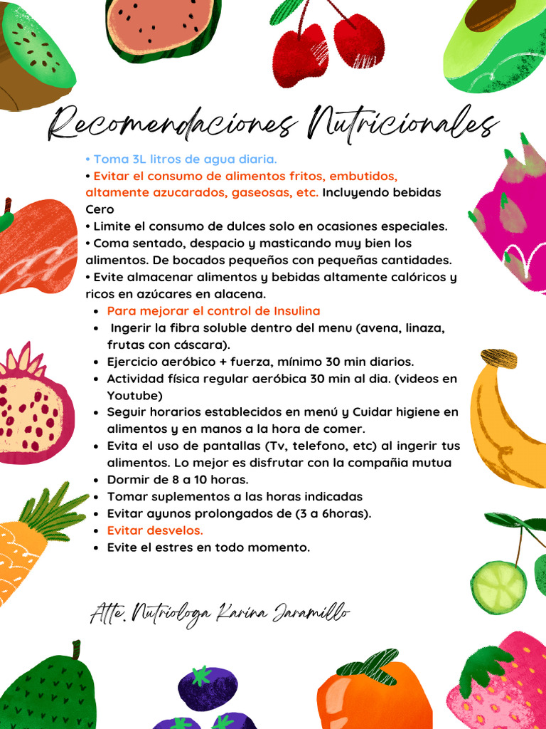 Recomendaiones Nutri Irvin | PDF