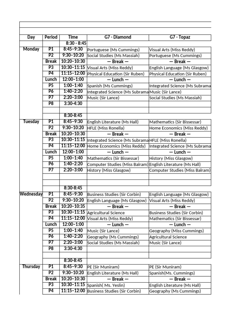 Timetable Xmas Term 2025-2 | PDF | Liberal Arts Education | Science