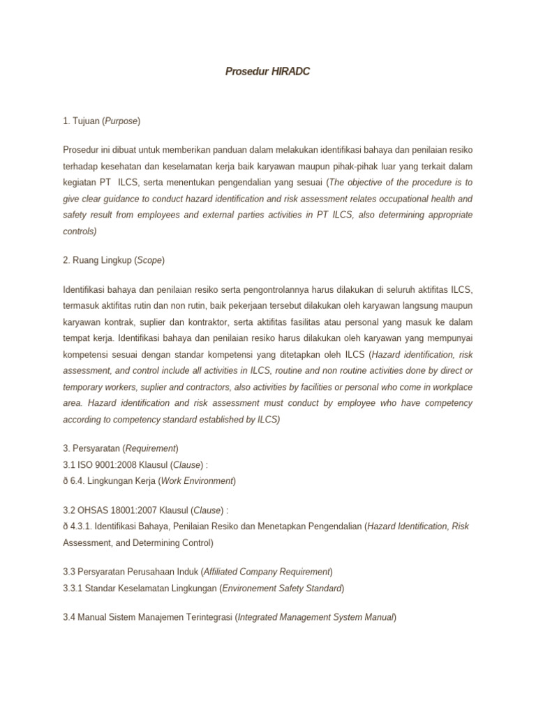 Prosedur Hiradc-K3 | PDF