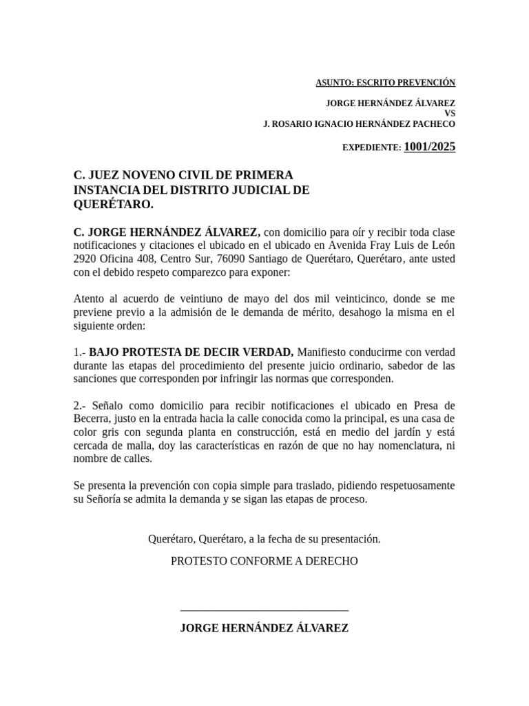 Prevencion Luis Presa de Becerra | PDF