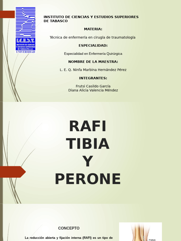 Técnica Quirúrgica RAFI en Tibia y Peroné | PDF | Cirugía | Hueso