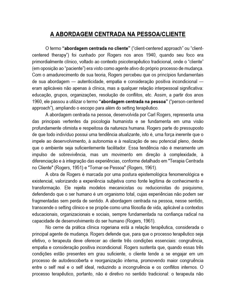 6 - A Abordagem Centrada Na Pessoa | PDF | Empatia | Experiência