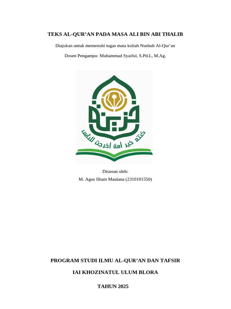 Sejarah Al-Qur'an di Masa Ali bin Abi Thalib | PDF