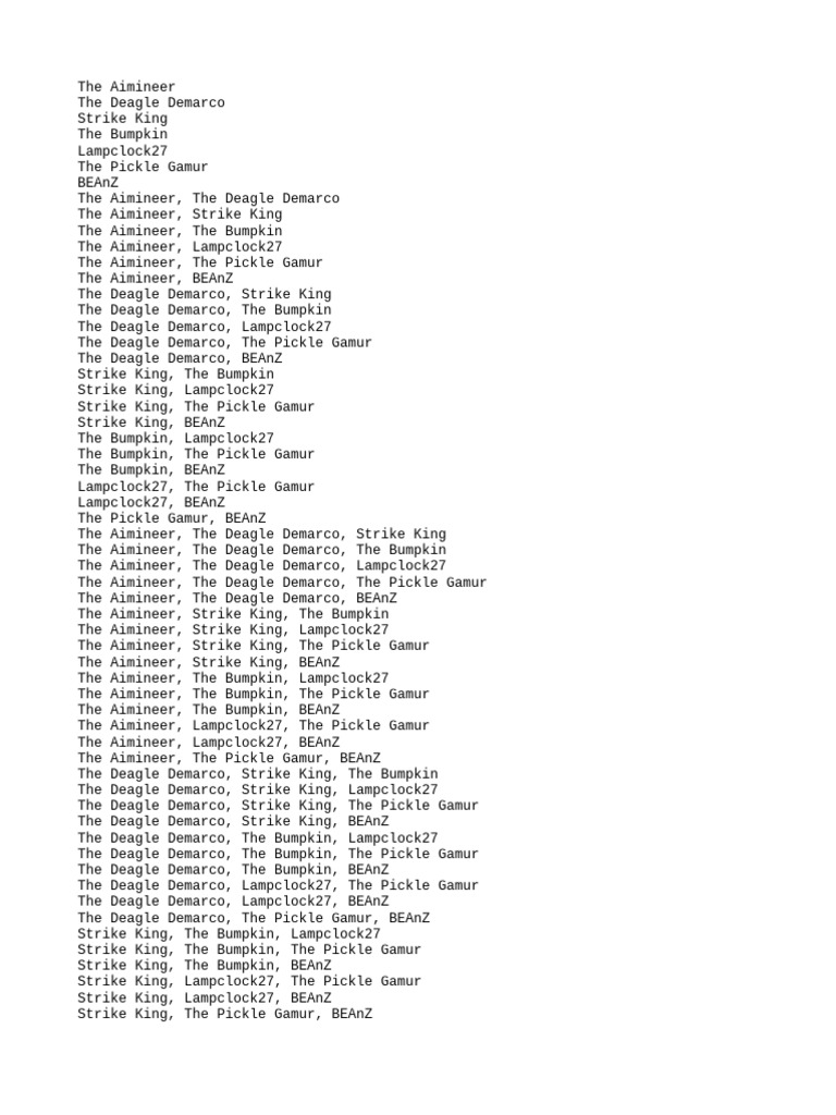 All Group Combinations | PDF