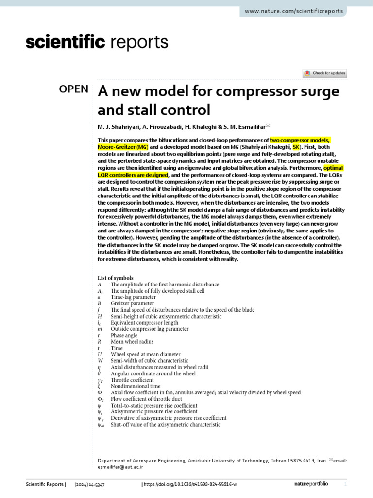 Compressor Surge and Stall Control Model | PDF | Control Theory ...