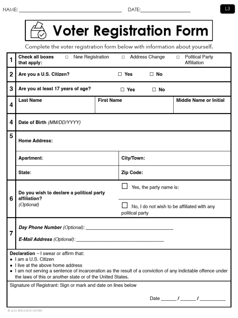 L3 - Full Form - Voter Registration Form | PDF | Misconduct | Political Law
