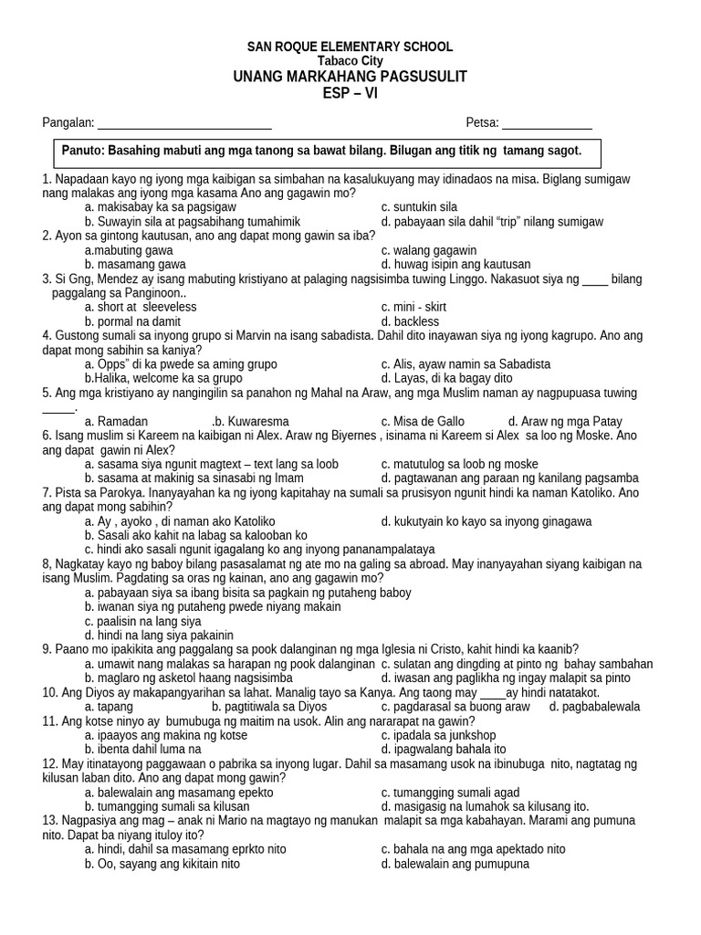 PT - Esp 6 - Q1 | PDF