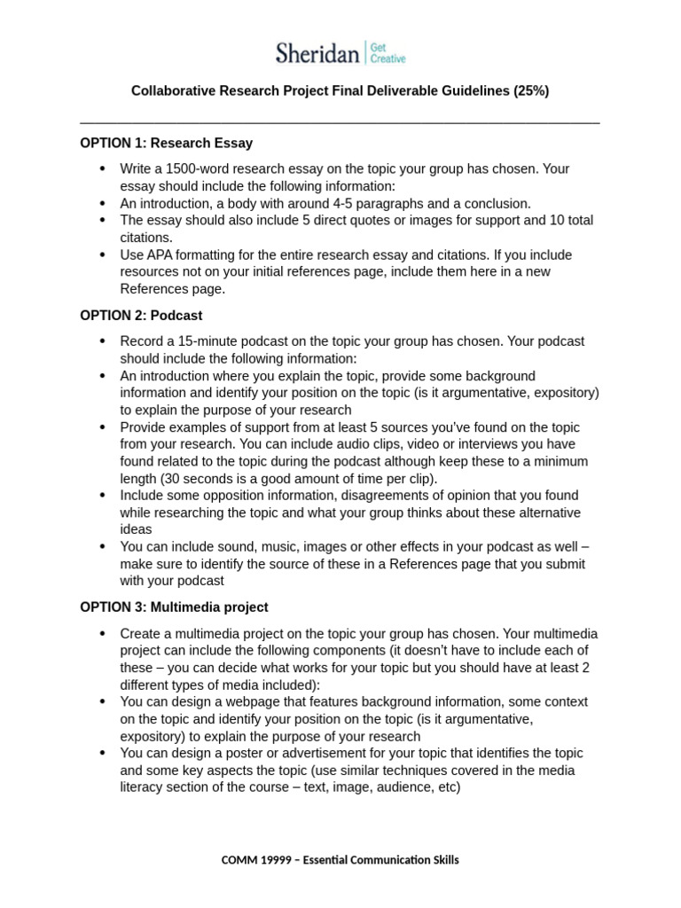 Collaborative Research Project Guidelines | PDF | Essays | Writing