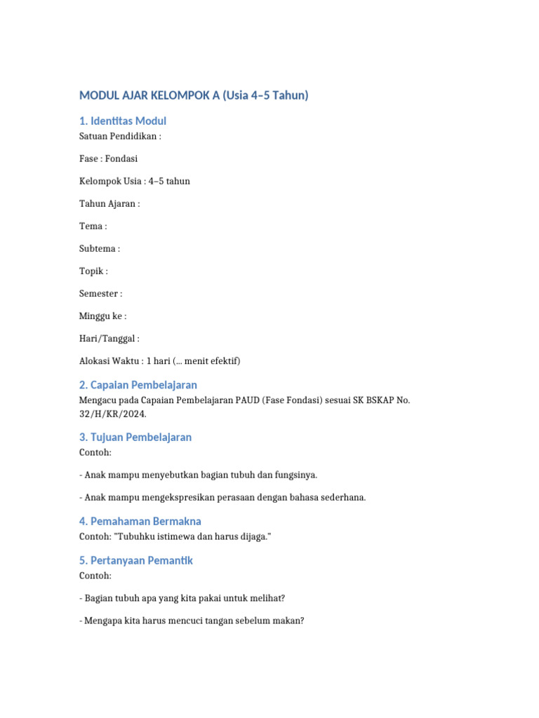 Modul Ajar Kelompok A | PDF