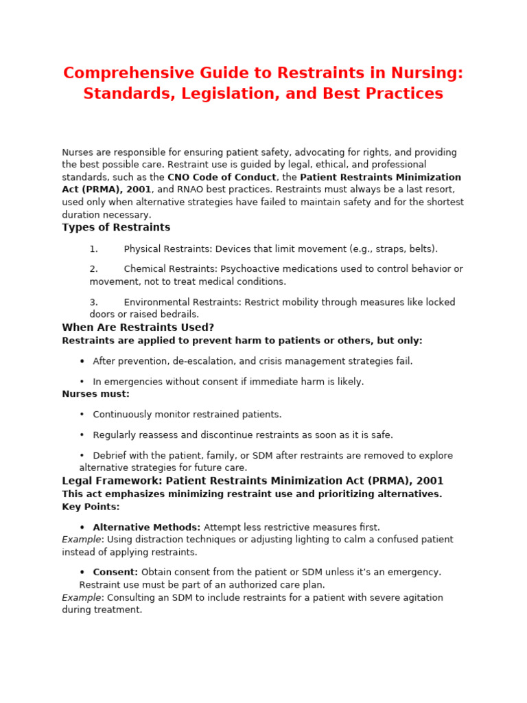 10 Restraints | PDF | Informed Consent | Nursing