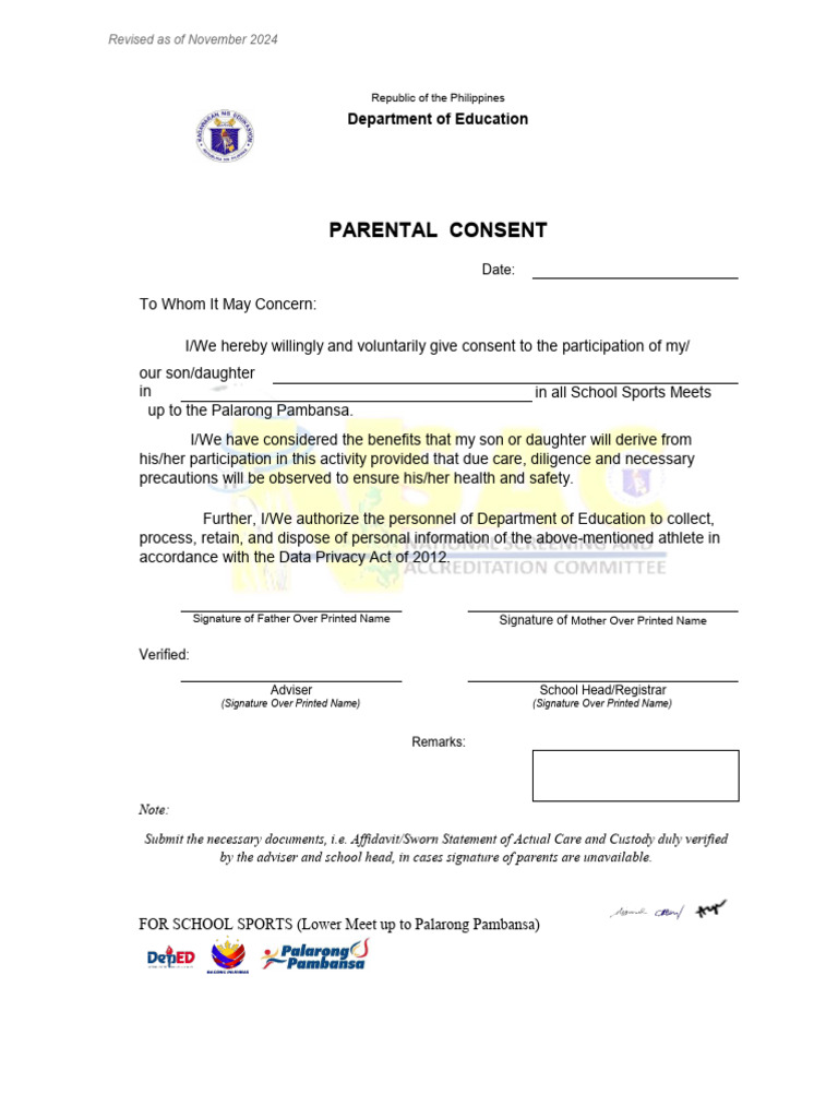 2025 Athlete Record PARENTAL | PDF