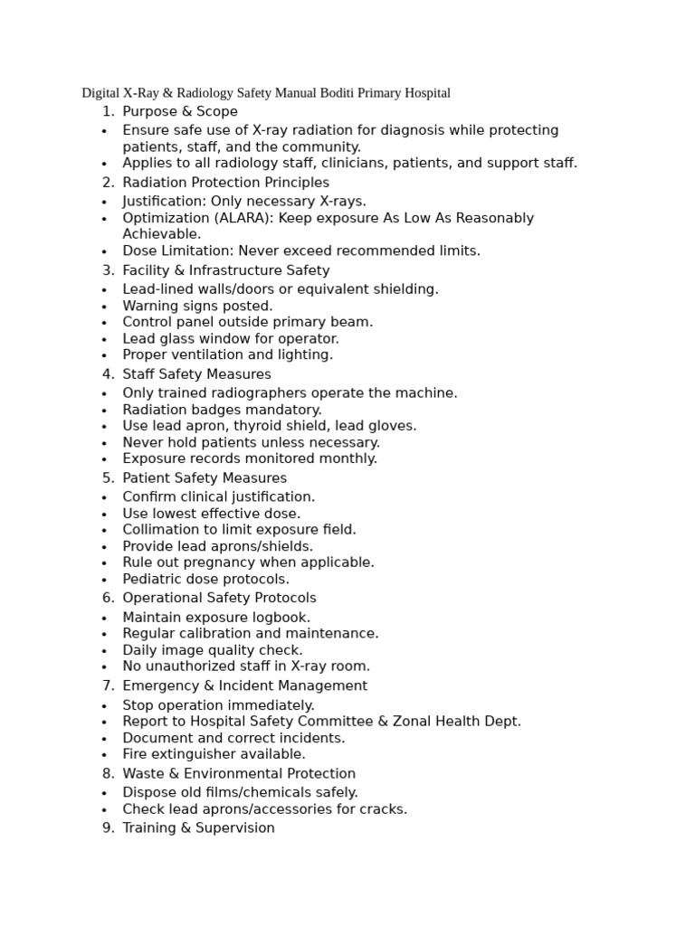 X Ray Safety Manual Protocol | PDF