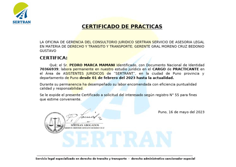 Certificado de Practica | PDF
