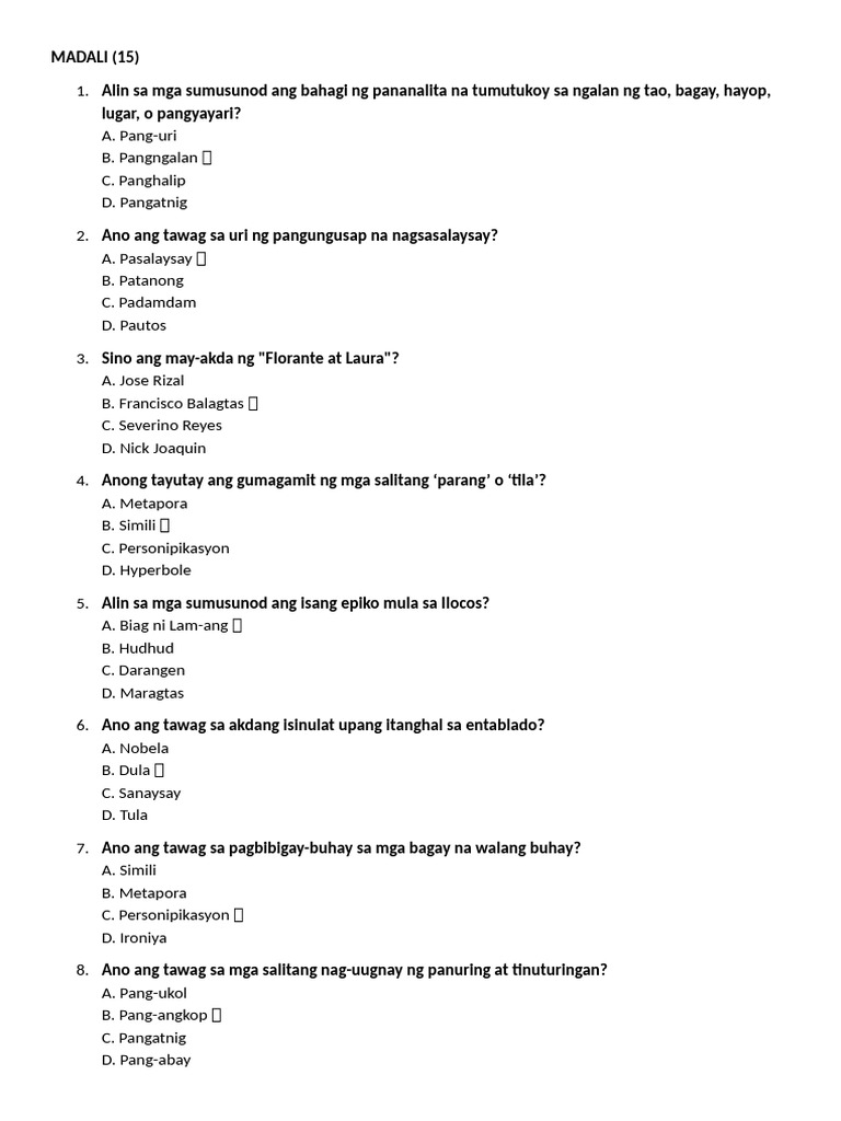 Quizbee Questionaire | PDF