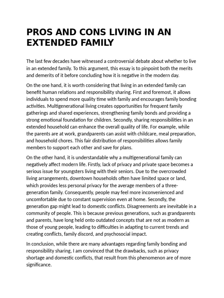 Pros and Cons of Extended Family Living | PDF