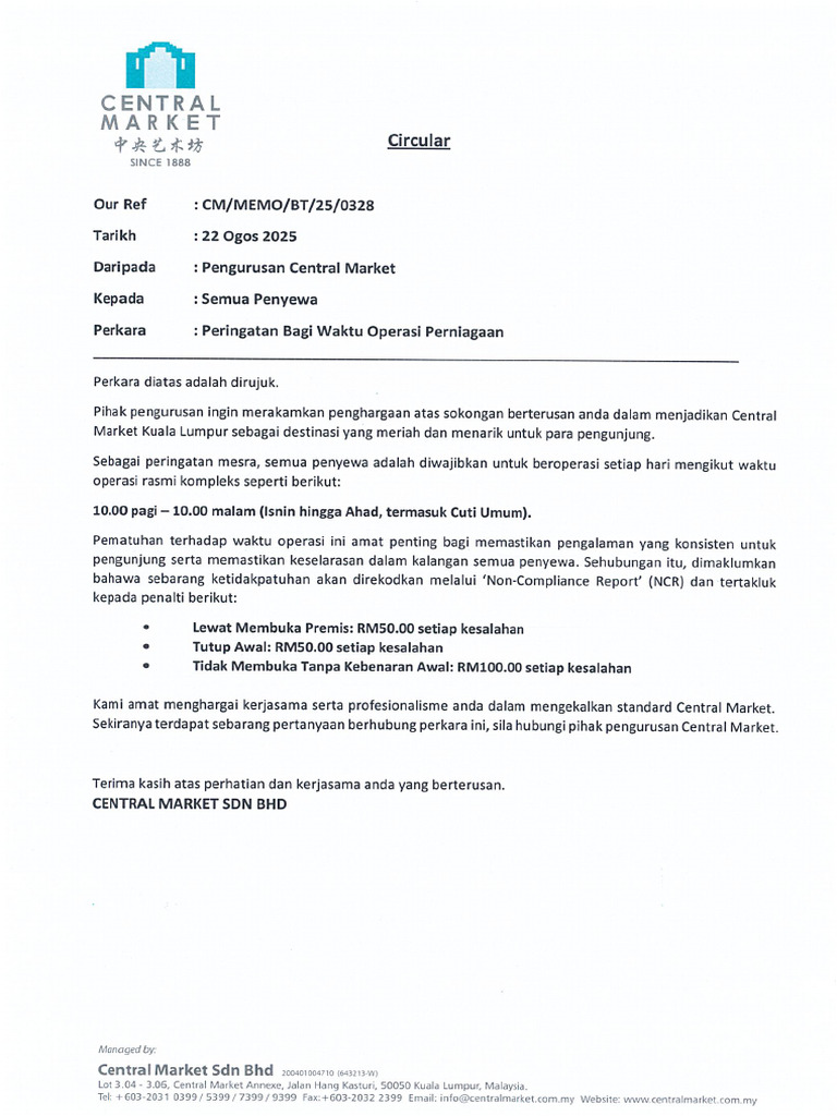 Circular - Business Hours (CM) | PDF