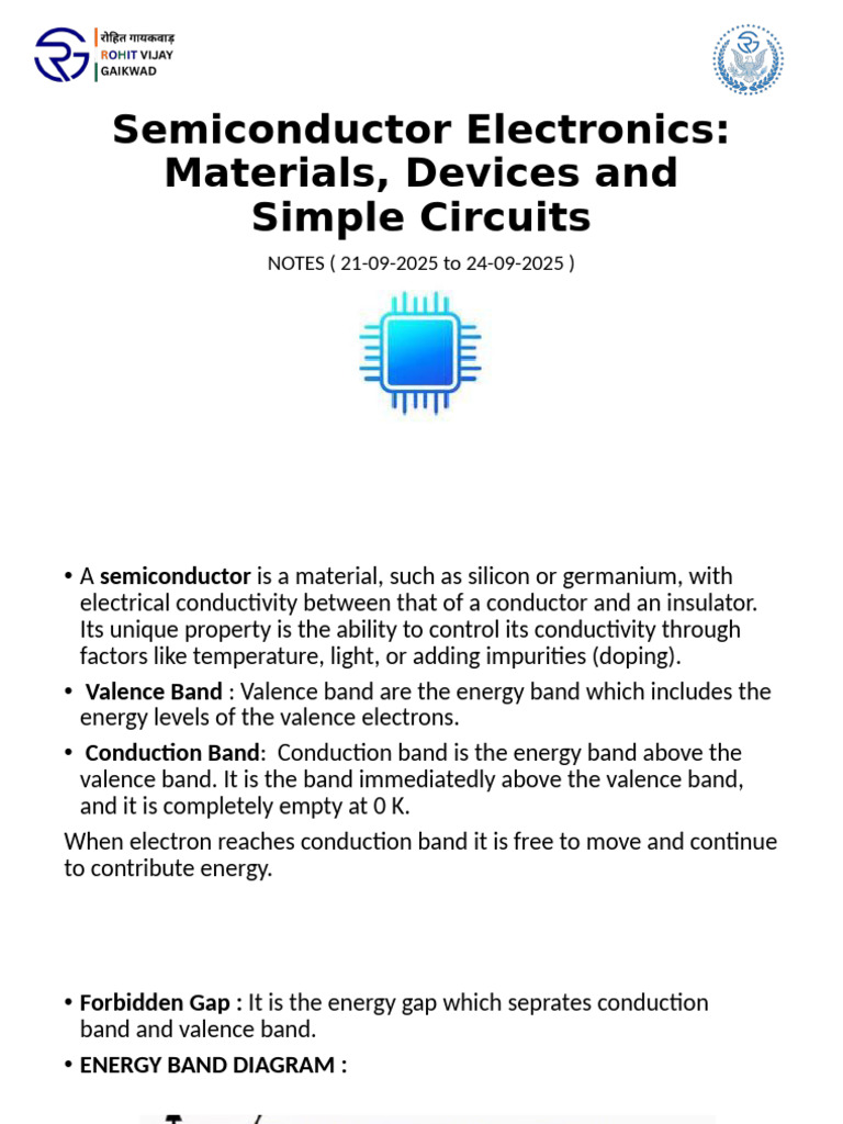 Short Notes On Semiconductor | PDF | P–N Junction | Semiconductors