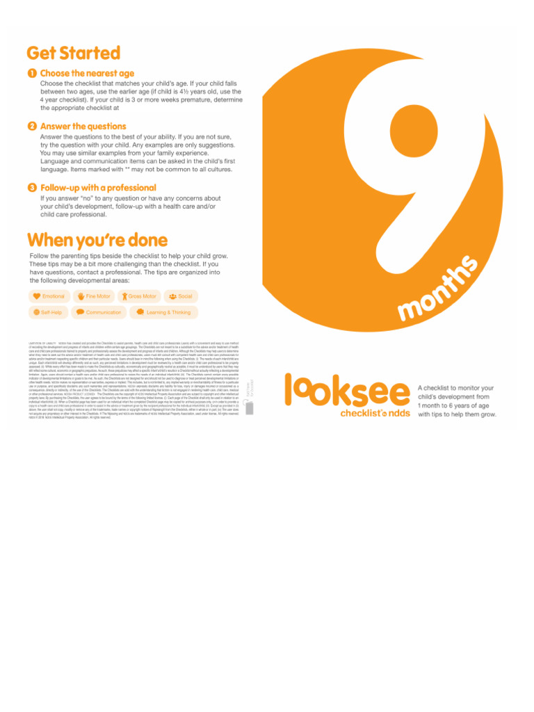 CH LookSee Checklist 9m | PDF