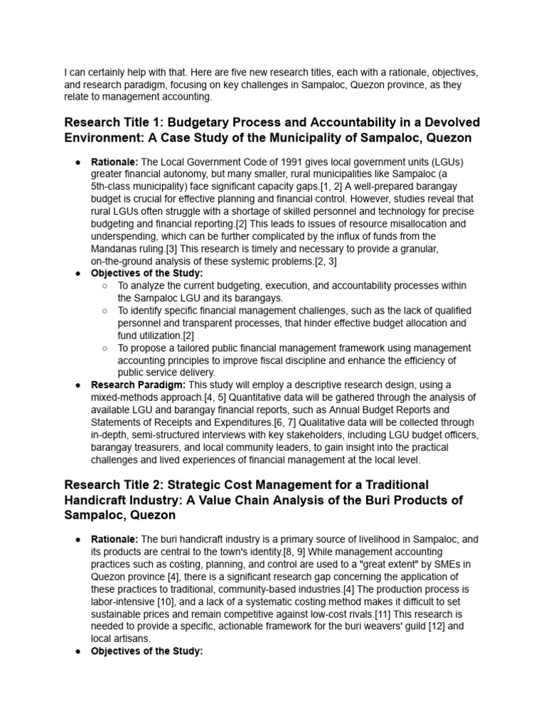 RESEARCH TITLE EXAMPLE (Sampaloc, Quezon) | PDF | Cooperative ...