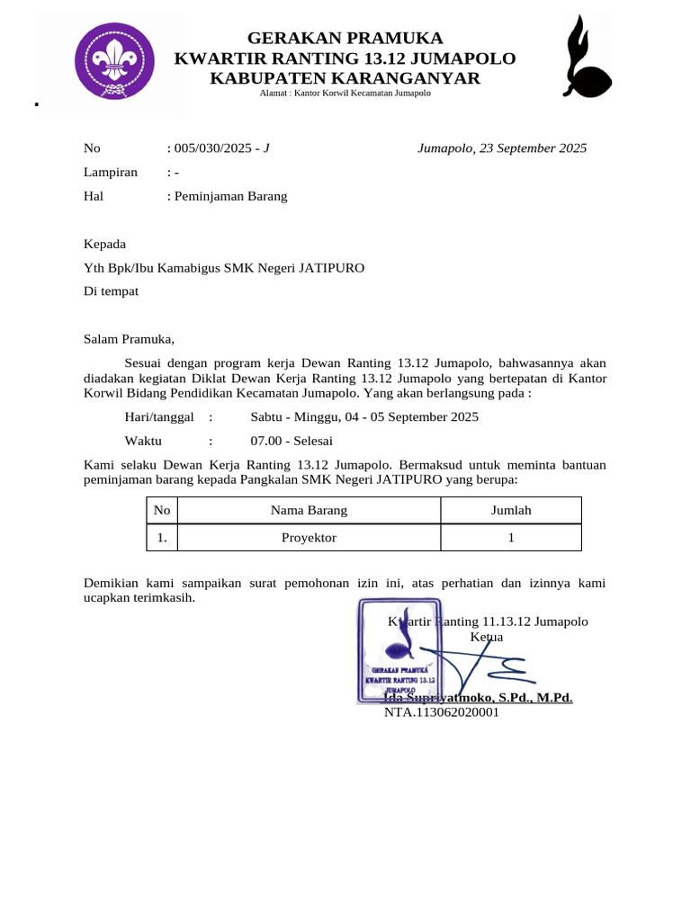 peminjaman barang skanja | PDF