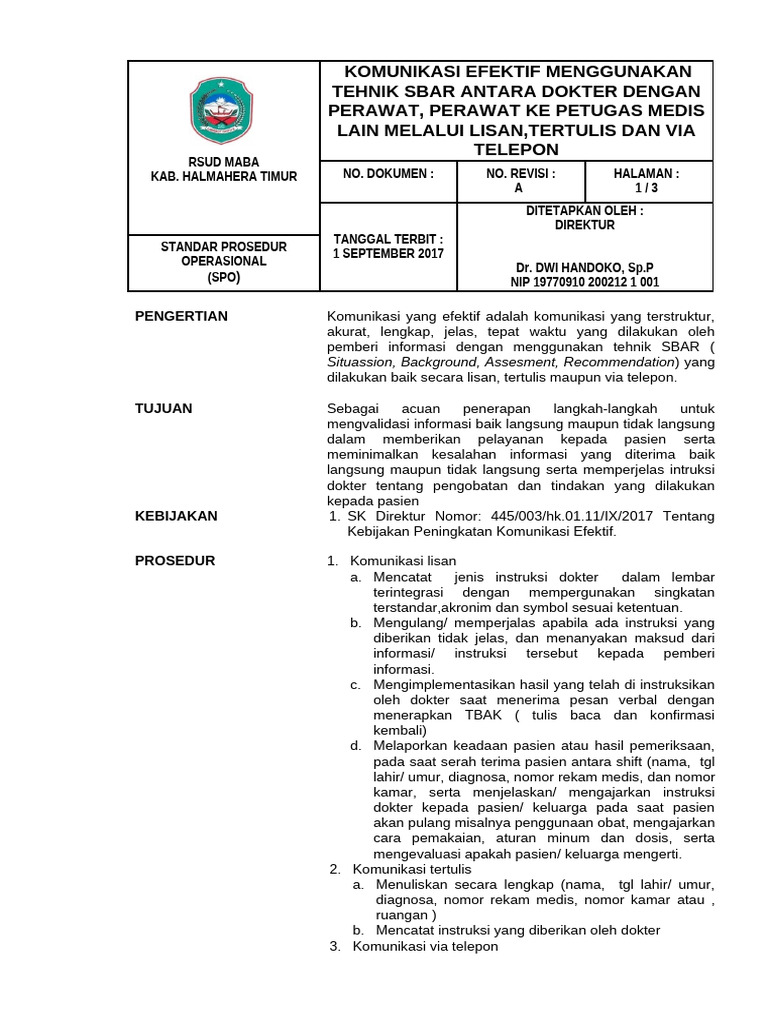 Spo Sbar Antara Sesama Petugas | PDF