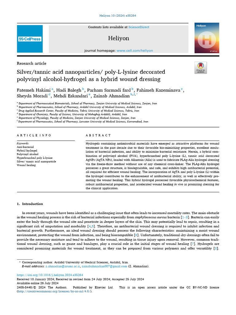 Silver or Tannic Acid Nanoparticles Poly-L-lysine Decorated | PDF ...