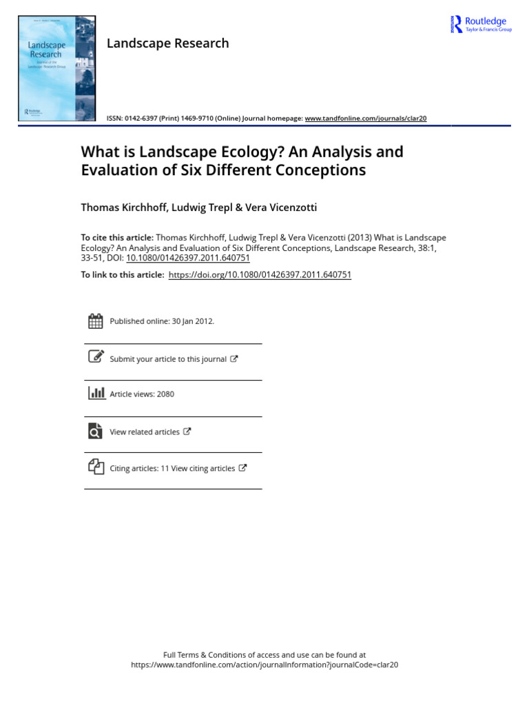 What Is Landscape Ecology An Analysis and Evaluation of Six Different ...