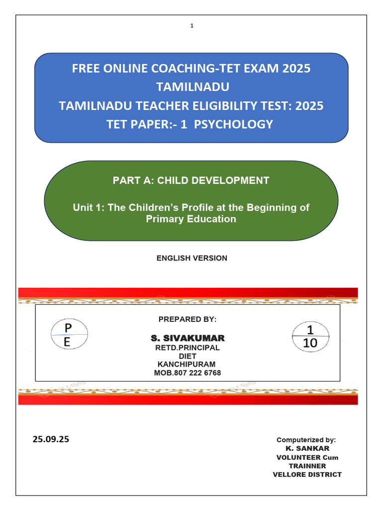 TET 2025: Child Development Syllabus | PDF | Cognition | Cognitive ...