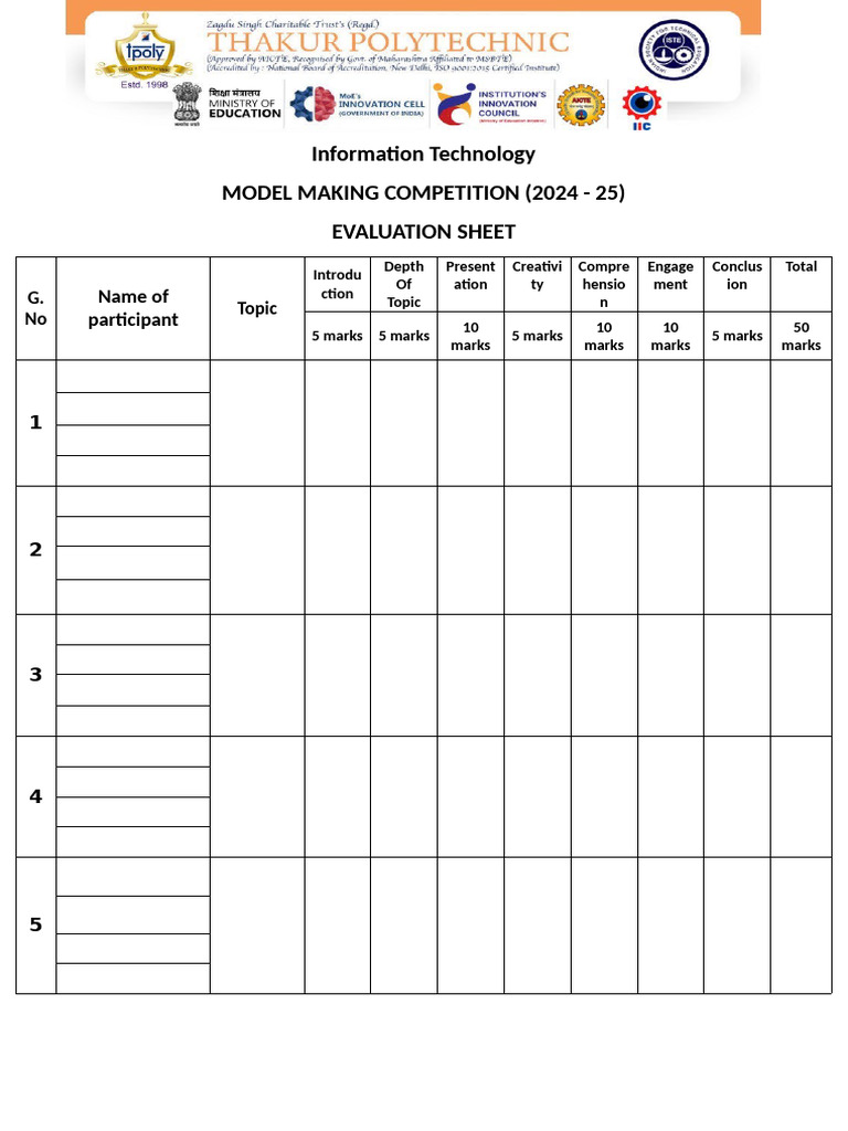 IT Model Making Competition 2024 Evaluation | PDF | Ion | Nature