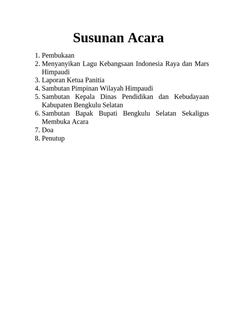 Susunan Acara | PDF