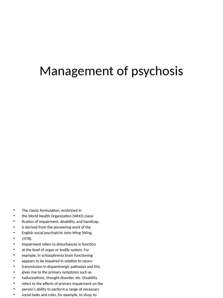 Management of Psychosis | PDF | Disability | Psychosis