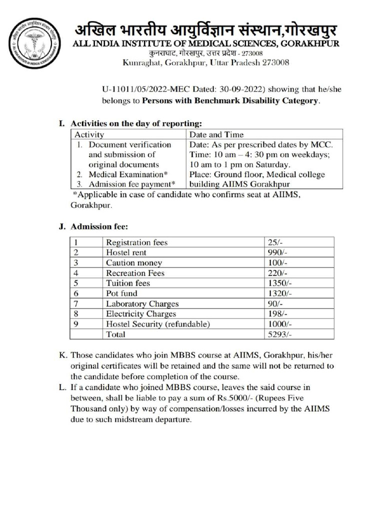 Fee Structure For The Current Academic Year - 241015 - 155118 | PDF