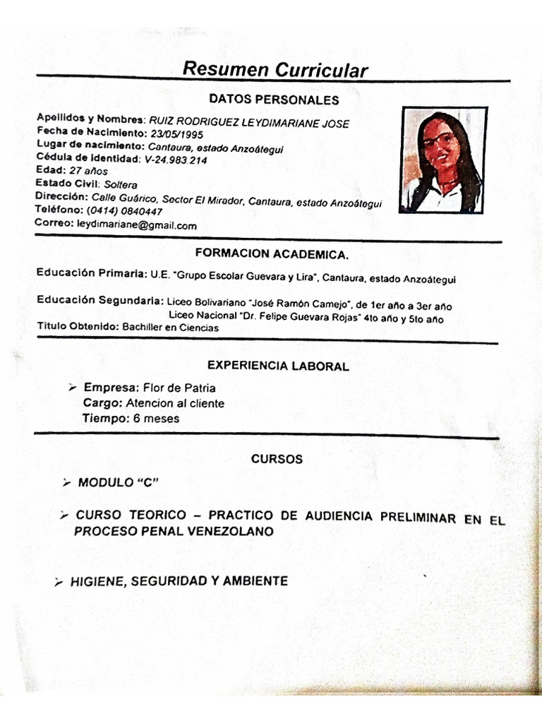 Currículum Leidy | PDF