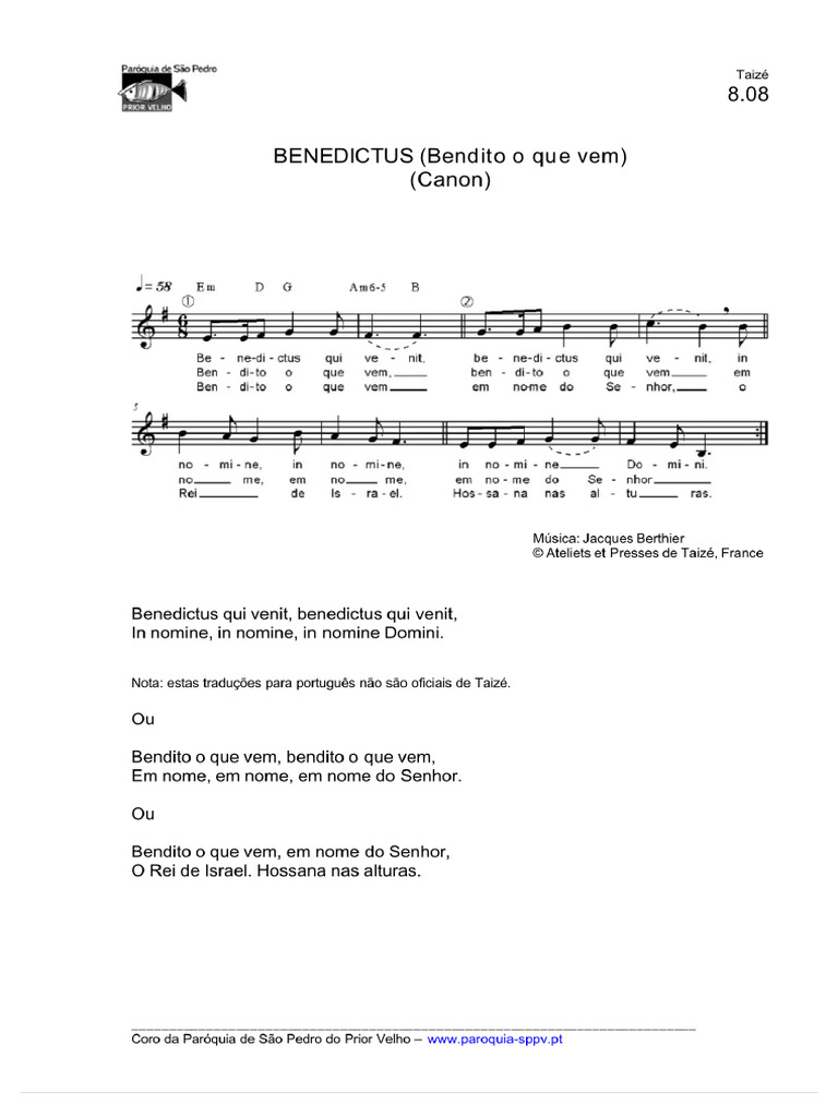 Benedictus Qui Venit | PDF