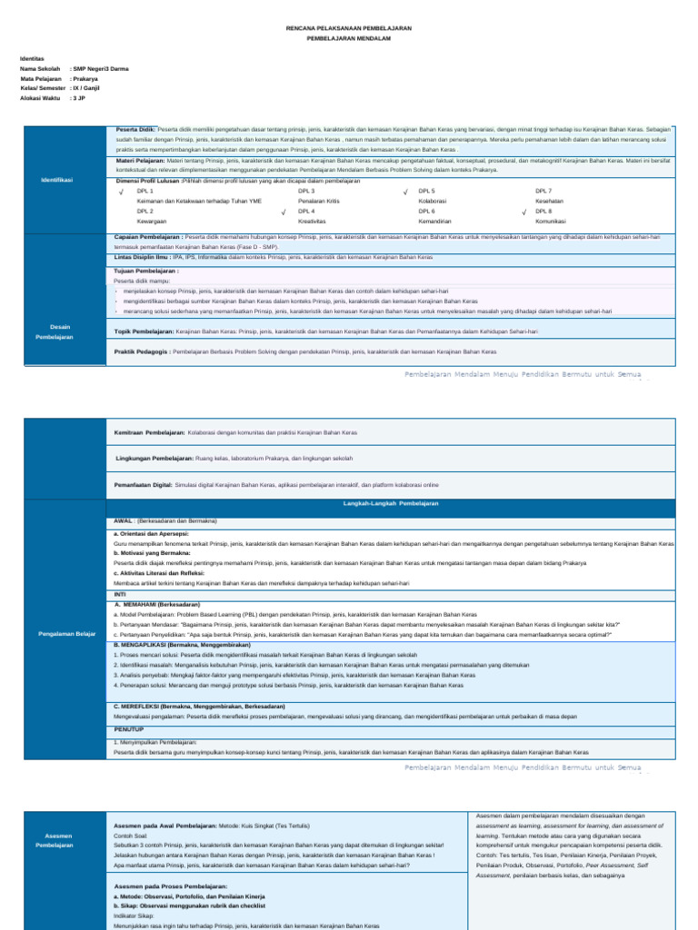 Rpp Deep Learning Maryani Prakarya | PDF