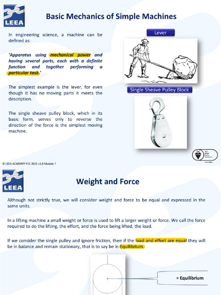 7 Basic Machanics of Simple Machines | PDF