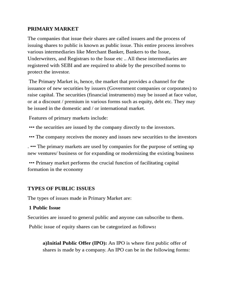 Understanding the Primary Market and IPOs | PDF | Order (Exchange) | Stocks