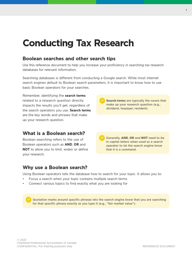 Conducting Tax Research - Reference Document | PDF | Tax Deduction ...