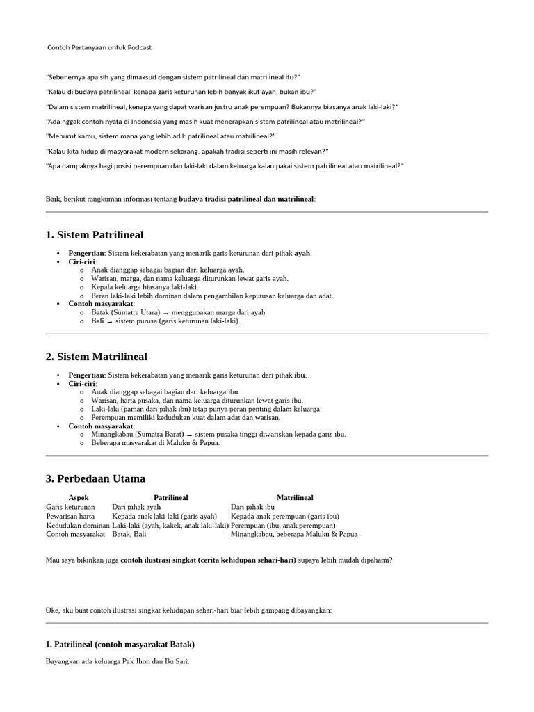 Patrilineal Matrilineal | PDF