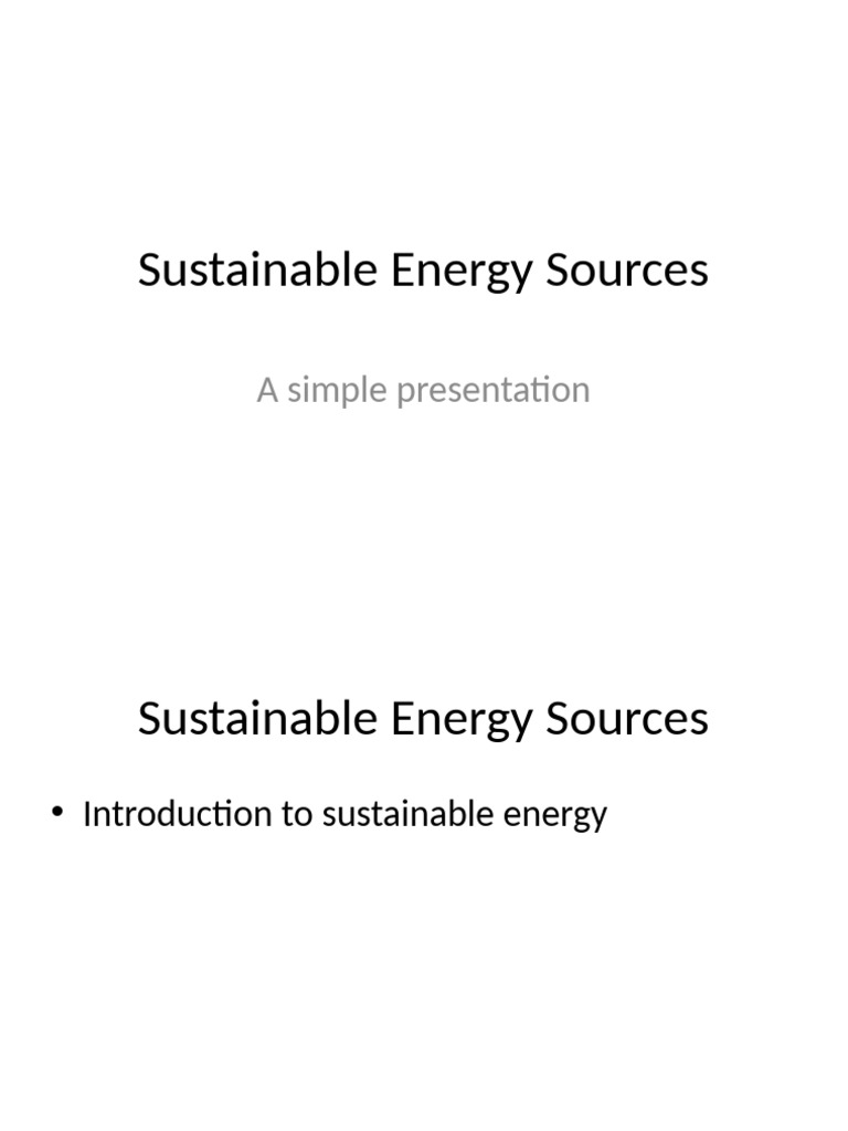 Sustainable Energy Sources | PDF