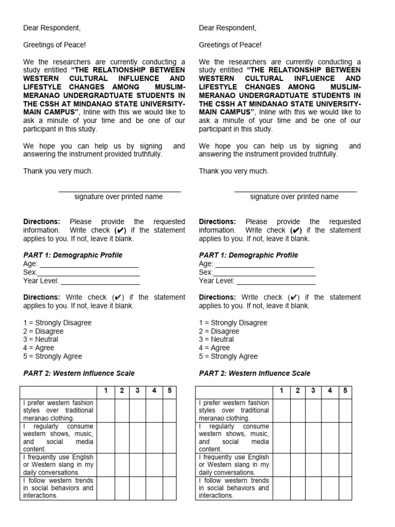 Quantitative Research INSTRUMENT | PDF | Behavior | Fashion