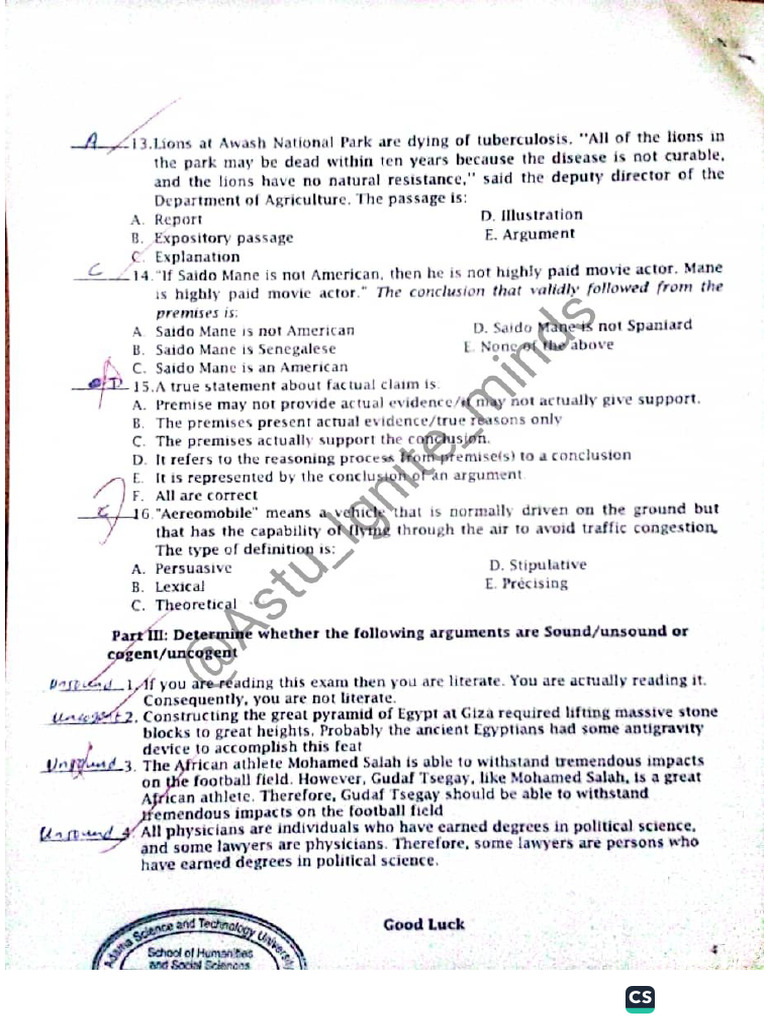 2016 Logic Mid Exam | PDF
