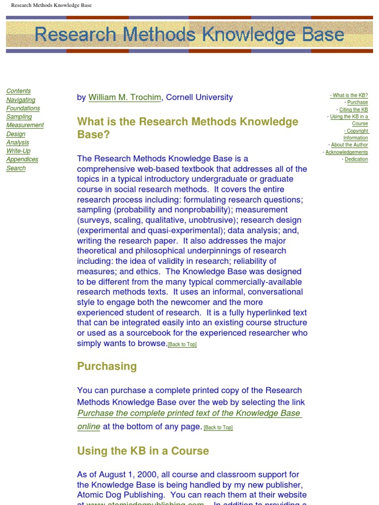 Research Methods Knowledge Base | PDF | Causality | Statistics