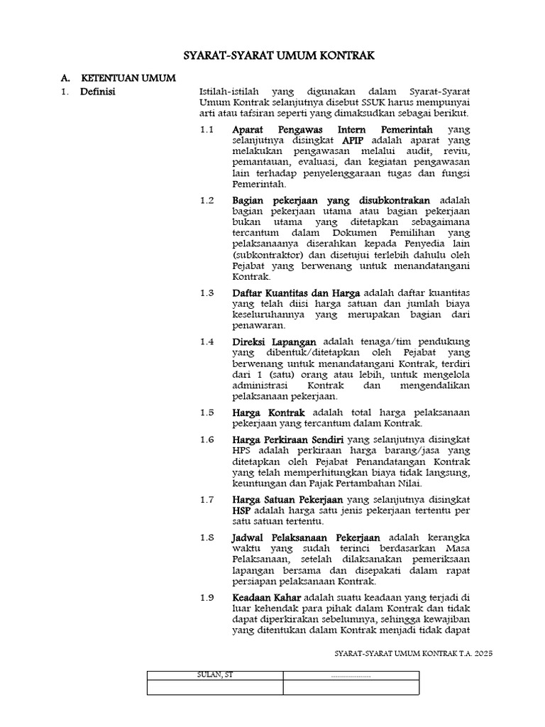 Rancangan Syarat-Syarat Umum Kontrak. | PDF