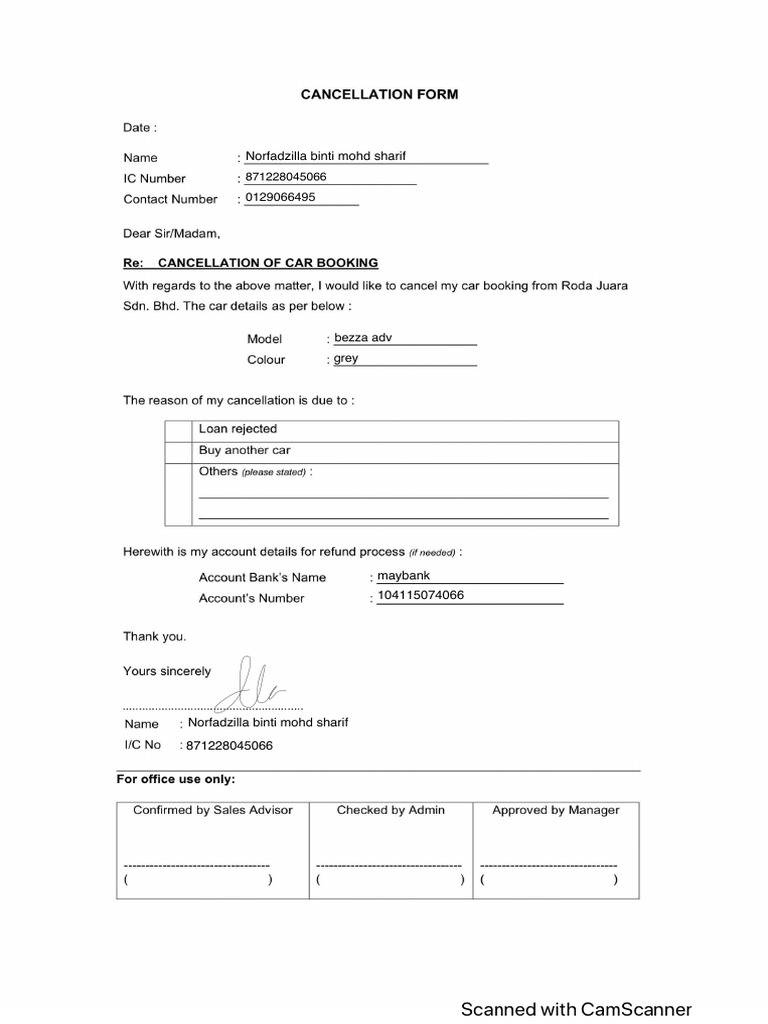 Cancellation Form | PDF