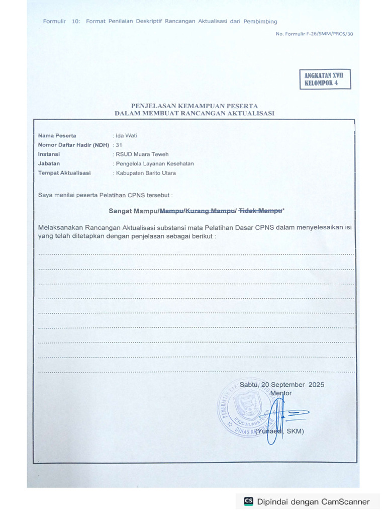 Penilaian Mentor, Ida Wati | PDF