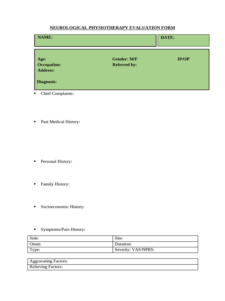 Assessment Evaluation Form NEURO | PDF | Anatomical Terms Of Motion | Elbow