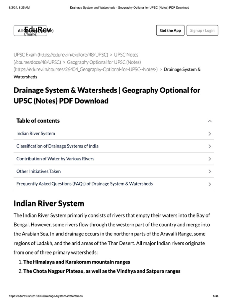 River System of India | PDF