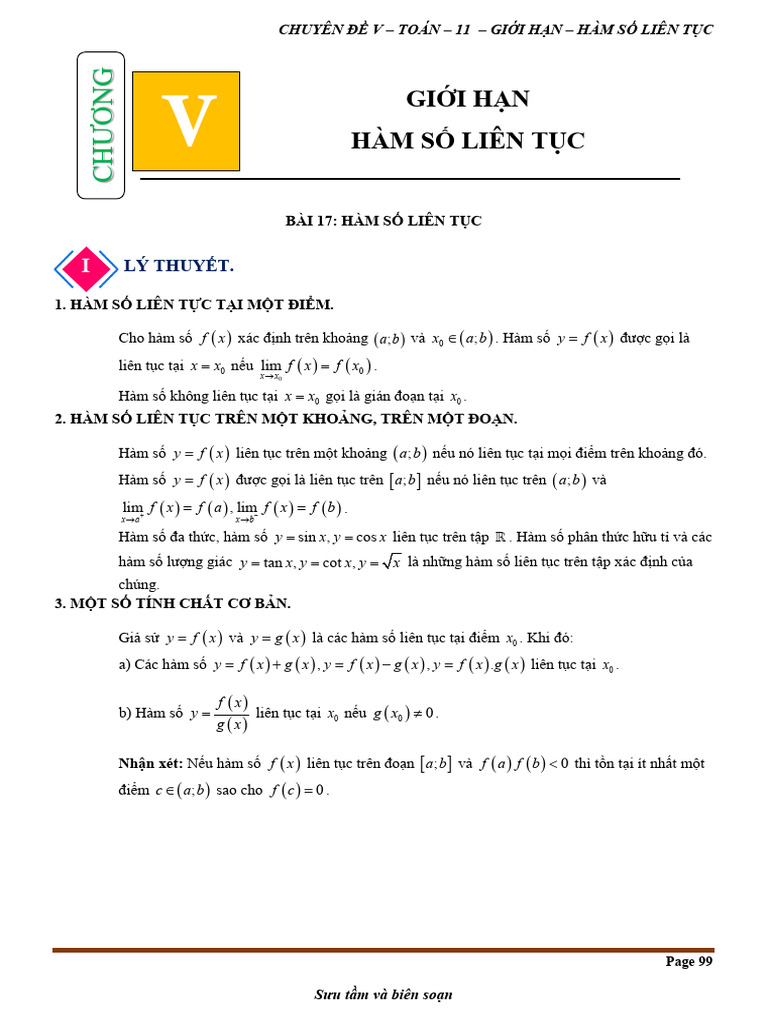 Chuyen de Gioi Han Ham So Lien Tuc Toan 11 Knttvcs Trang 1 Đã G P | PDF