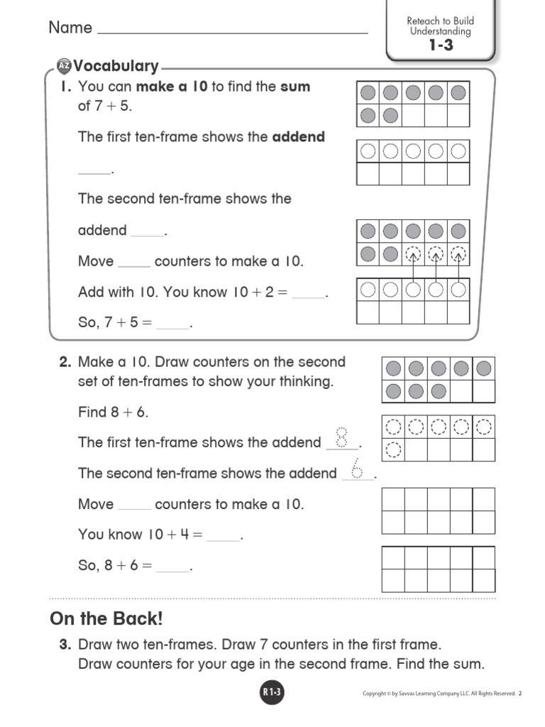 1-3 - Reteach To Build Understanding | PDF